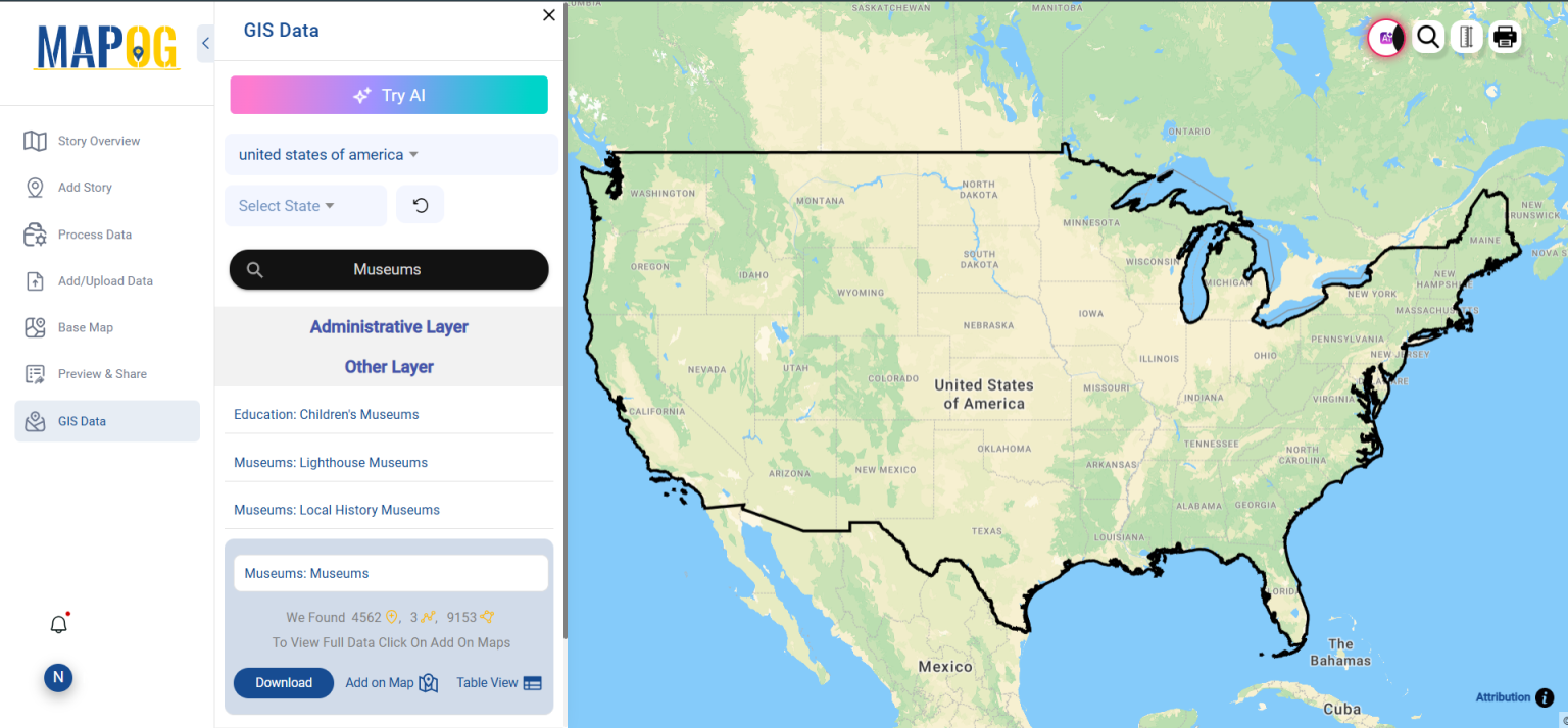 Download Museum Data in Shapefile, KML, MID +15 GIS Formats