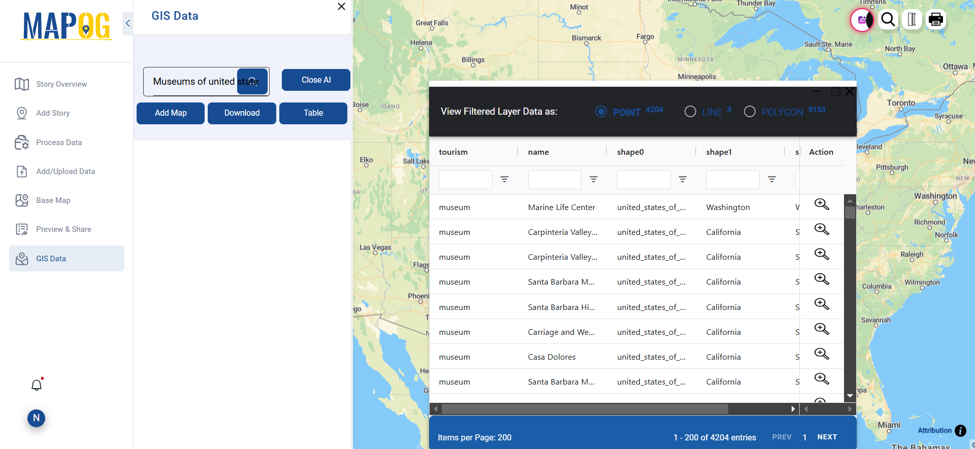 Download Museum Data in Shapefile, KML, MID +15 GIS Formats