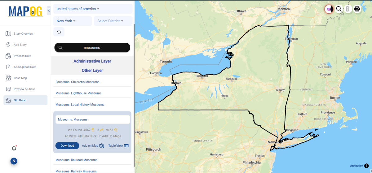 Download Museum Data in Shapefile, KML, MID +15 GIS Formats