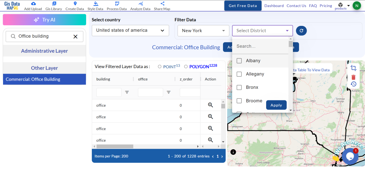 Download Office Building Data in Shapefile, KML, MID +15 GIS Formats