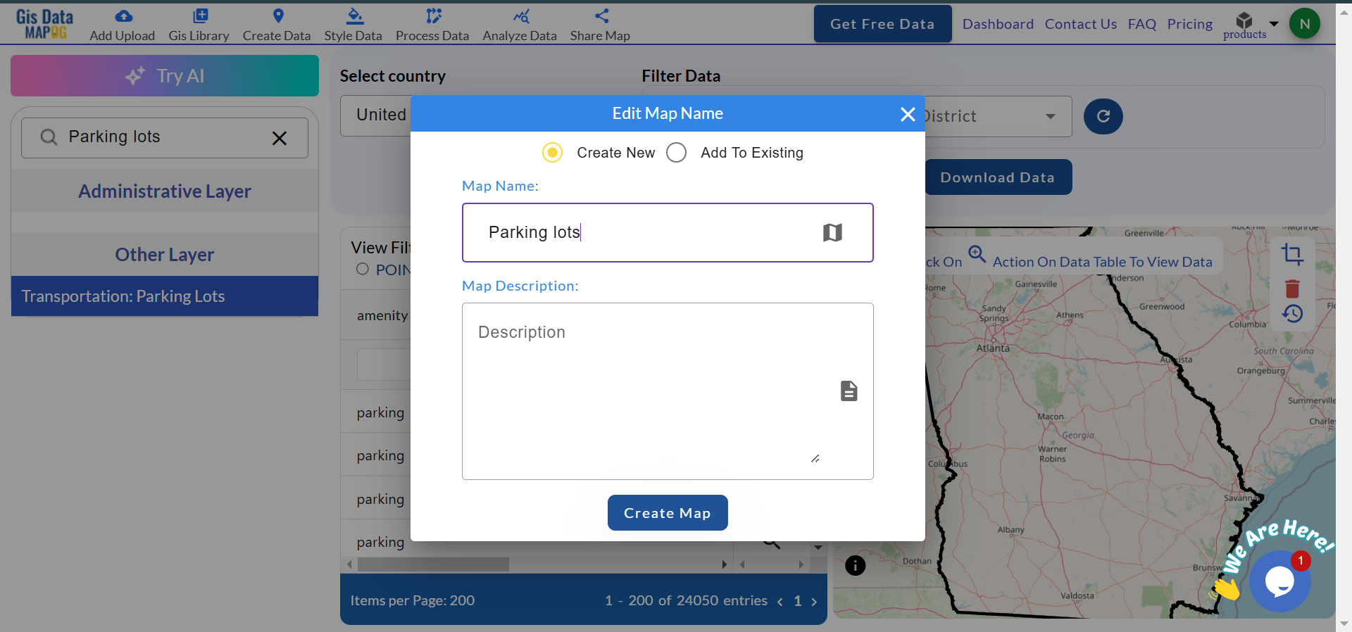 Download Parking Lots Data in Shapefile, KML, MID +15 GIS Formats Using GIS Data by MAPOG