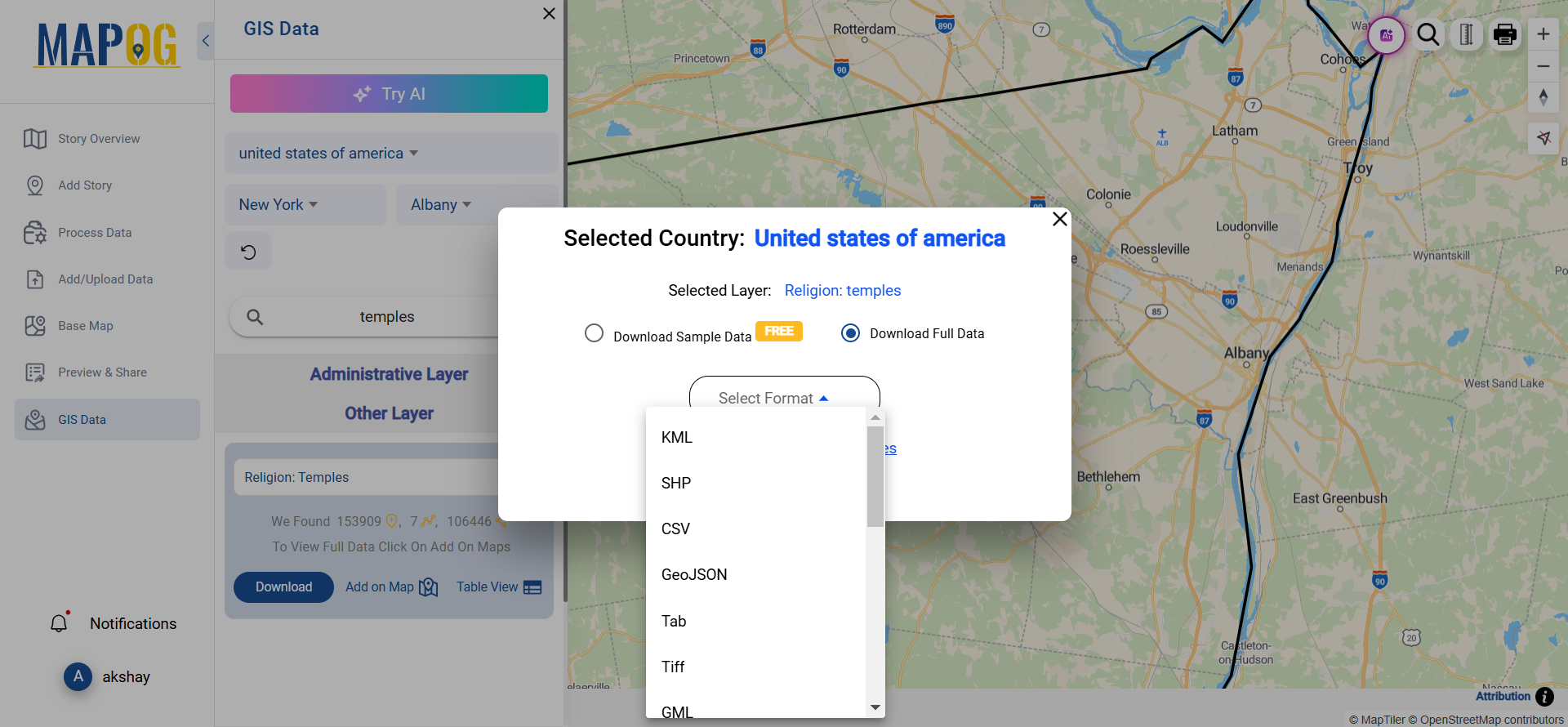 Access Temples Data for Cultural and Tourism Research in GIS Formats
