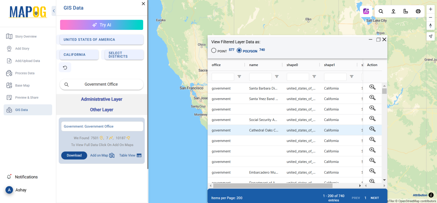 Download Government Office Data in Shapefile, KML, MID +15 GIS Formats