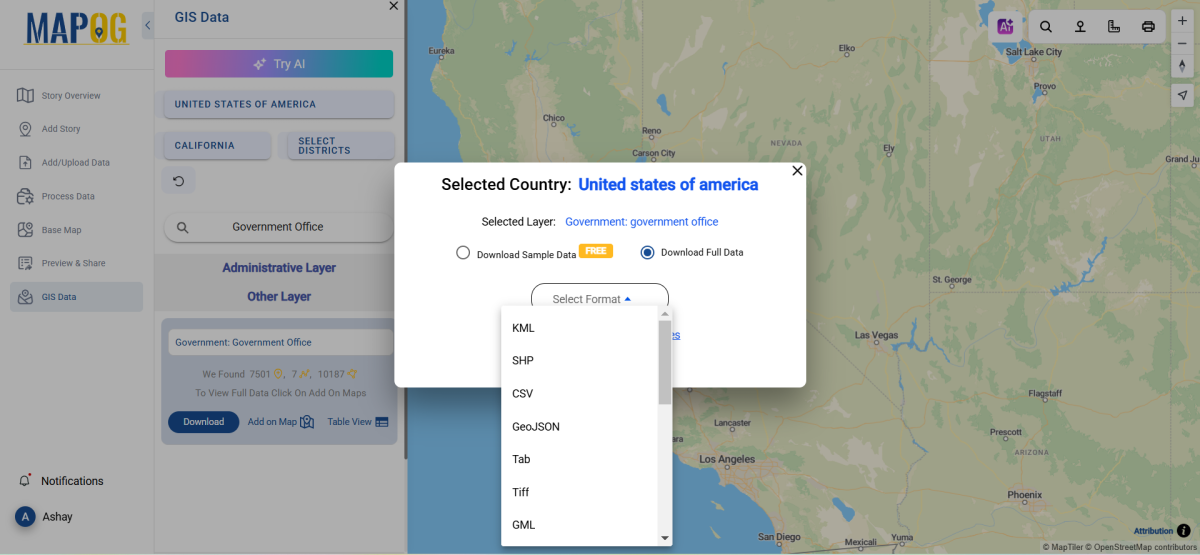 Download Government Office Data in Shapefile, KML, MID +15 GIS Formats