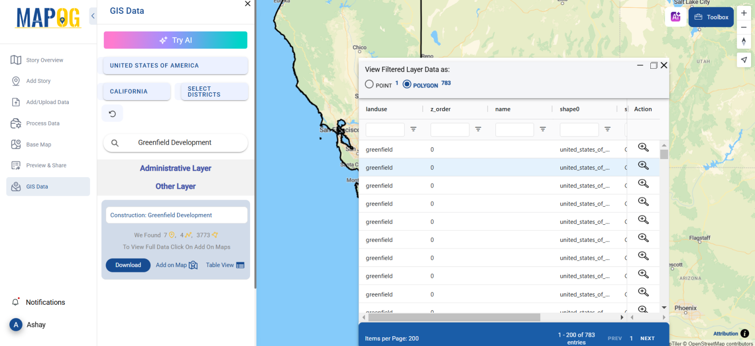 Download Greenfield Development Data in Shapefile, KML, and GeoJSON Formats
