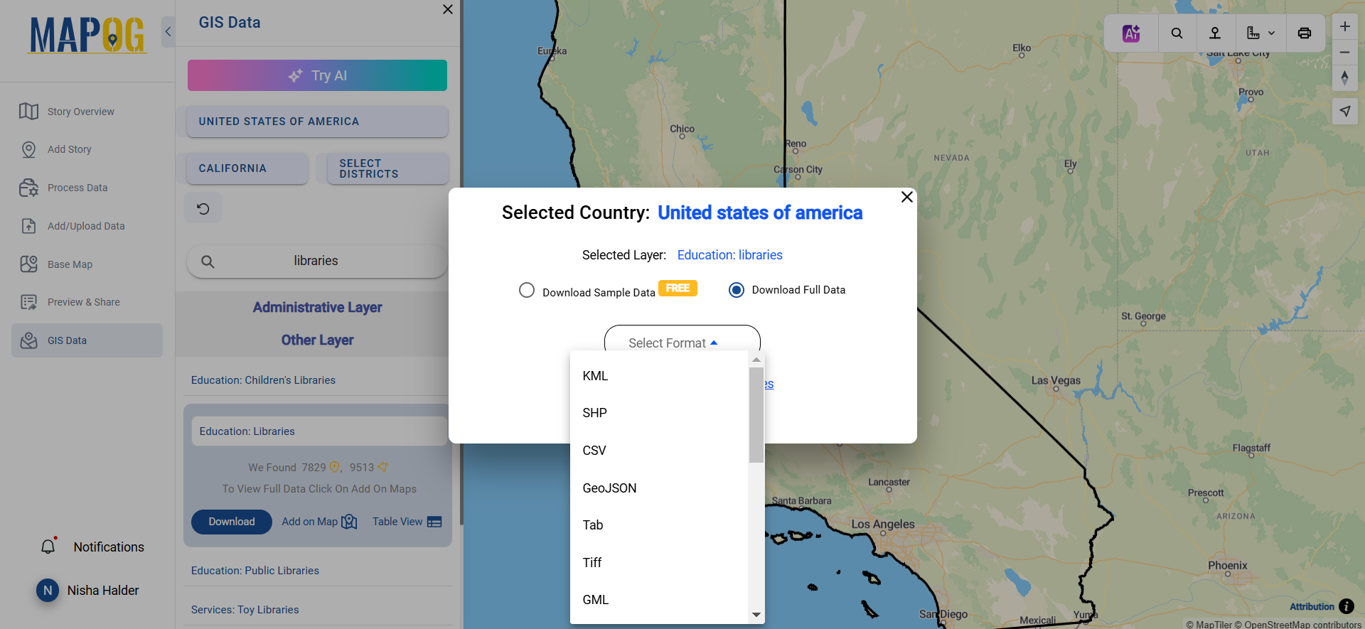 Download Libraries Data in Shapefile, KML, MID +15 GIS Formats Using GIS Data by MAPOG