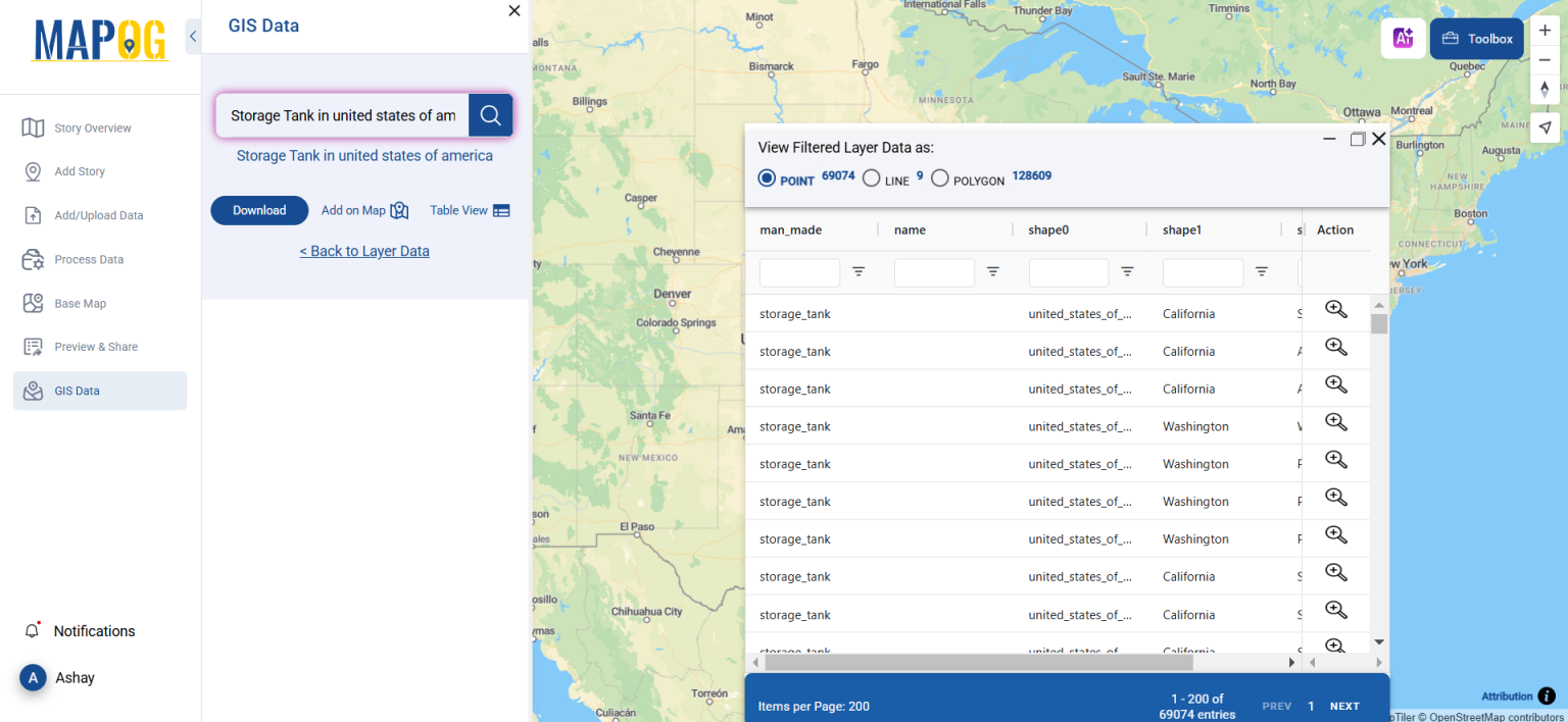 Download Storage Tank Data in Shapefile, KML, MID +15 GIS Formats