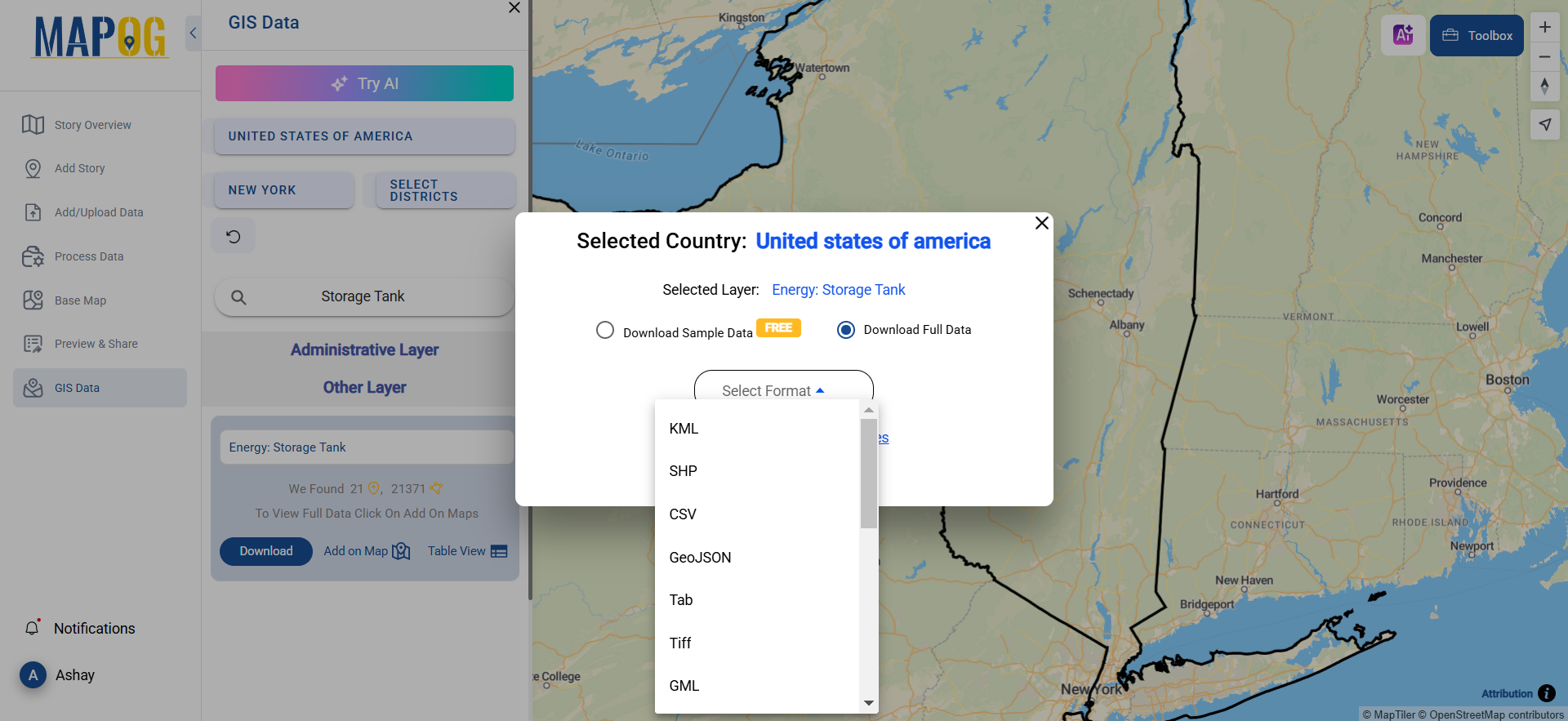 Download Storage Tank Data in Shapefile, KML, MID +15 GIS Formats