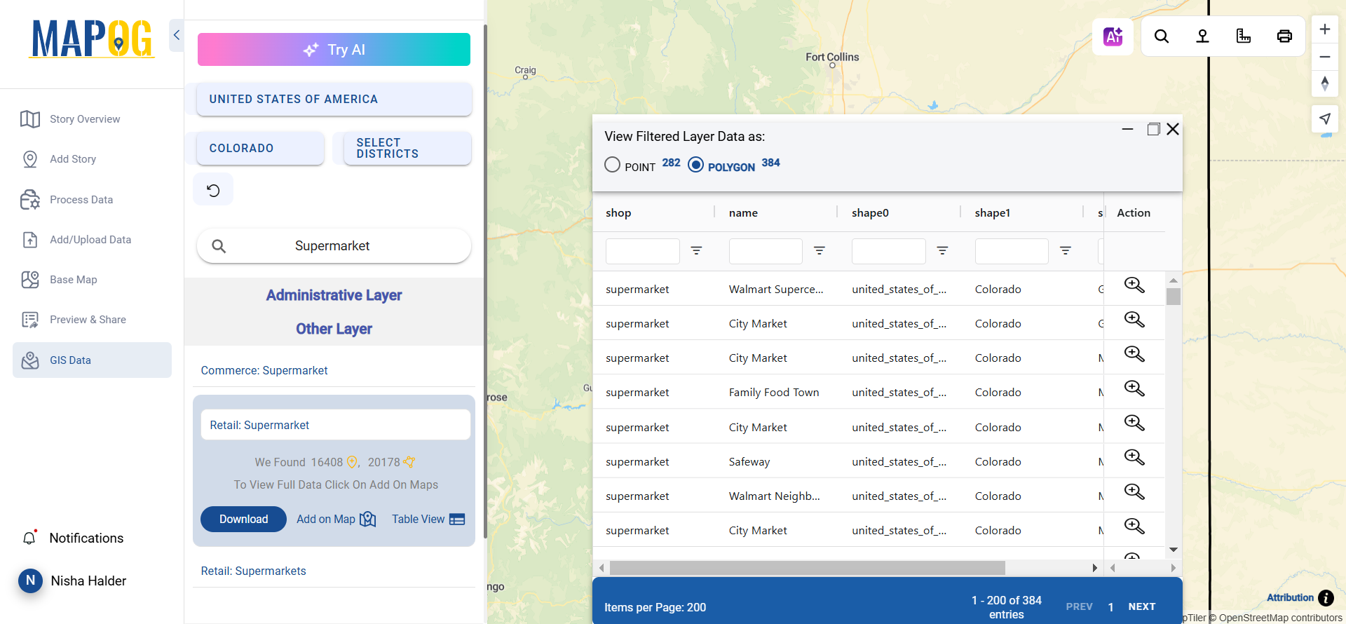 Download Supermarket Data in Shapefile, KML, MID +15 GIS Formats Using GIS Data by MAPOG