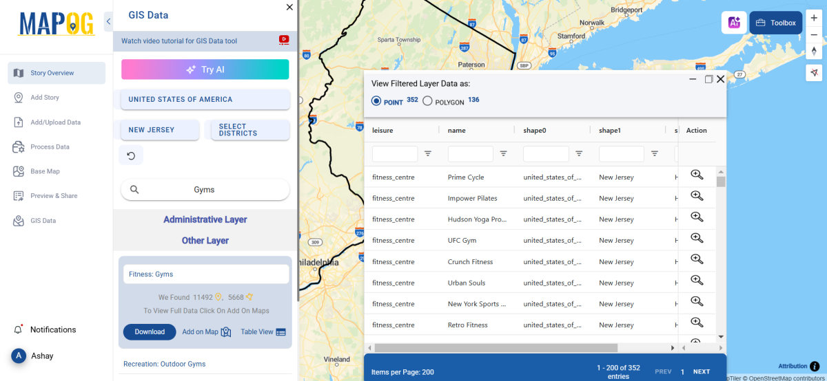 Download Gyms Data in Shapefile, KML, MID +15 GIS Formats
