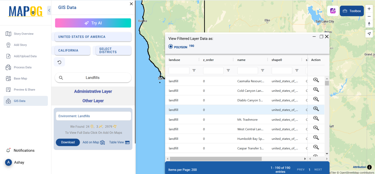 Download Landfill Data in Shapefile, KML, MID +15 GIS Formats
