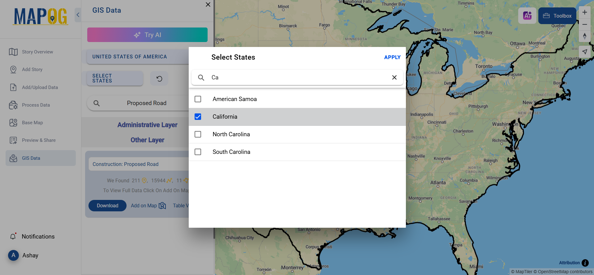 Download Proposed Road Data in Multiple GIS Formats (Shapefile, KML, GeoJSON, MID)