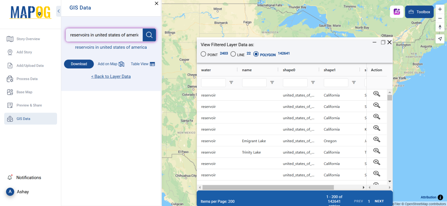 Download Reservoir Data in Shapefile, KML, and GeoJSON Formats