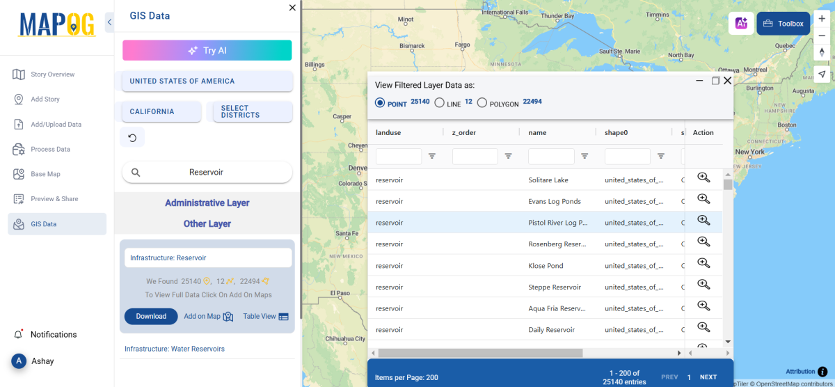 Download Reservoir Data in Shapefile, KML, and GeoJSON Formats
