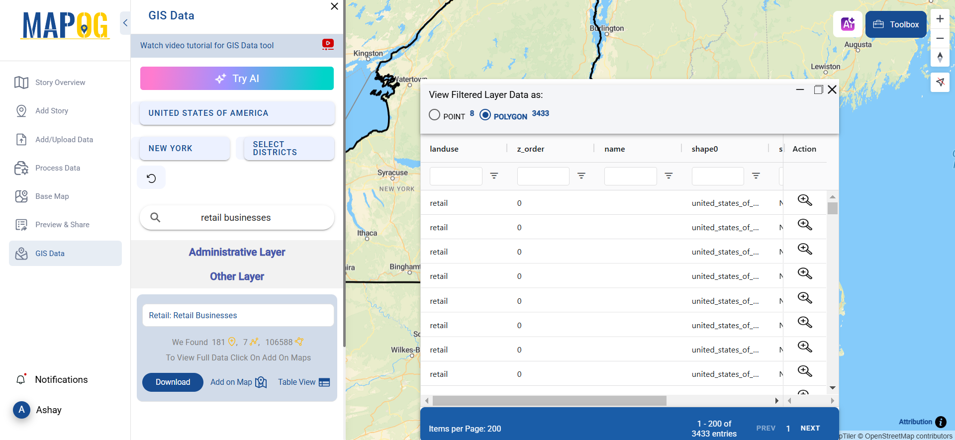Download Retail Businesses Data in Shapefile, KML, MID +15 GIS Formats Using GIS Data by MAPOG