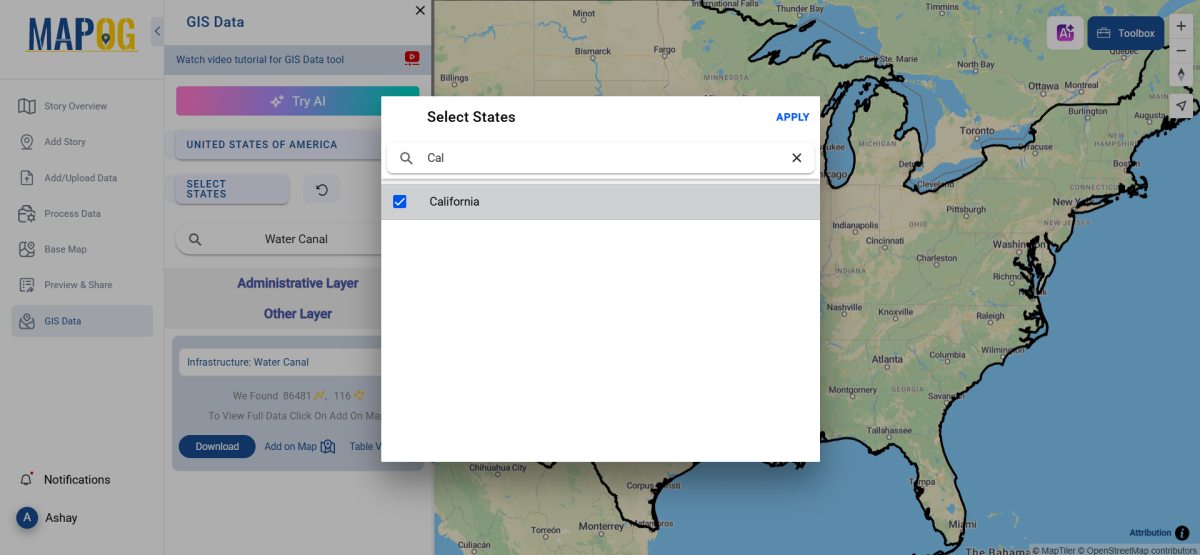 Download Water Canal Data in Shapefile, KML, MID +15 GIS Formats