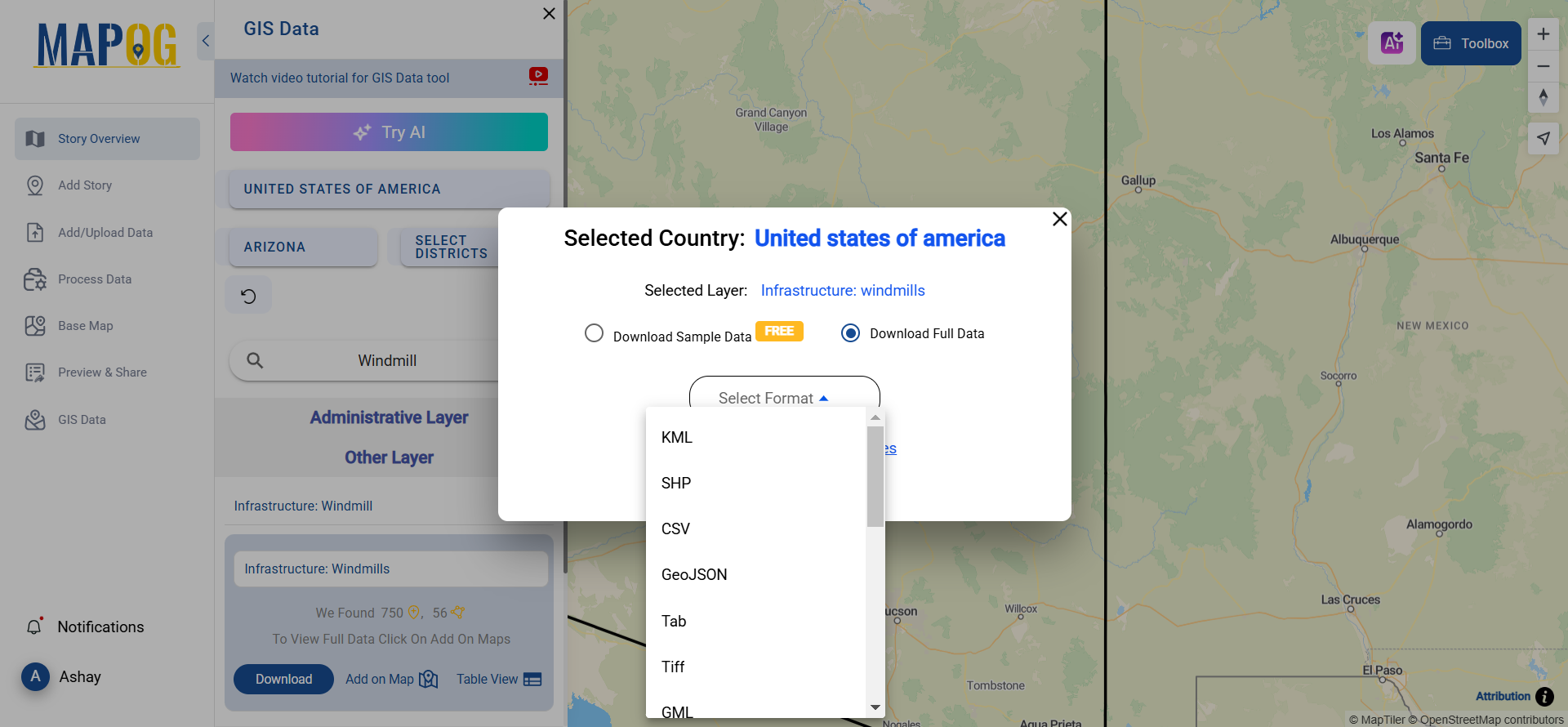 Download Windmills Data in Shapefile, KML, MID +15 GIS Formats Using GIS Data by MAPOG