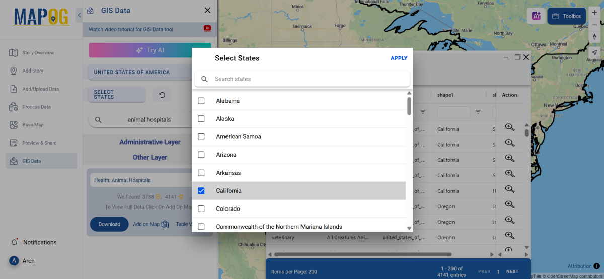 Download Animal Hospitals Data (Shapefile, KML, GeoJSON, GIS Formats)