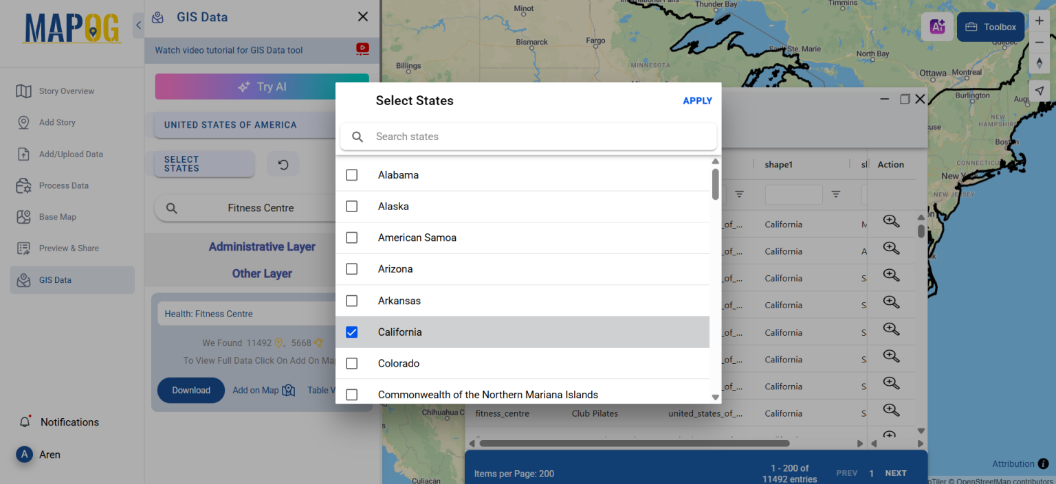 Download Fitness Centre Data in Shapefile, KML, GEOJSON