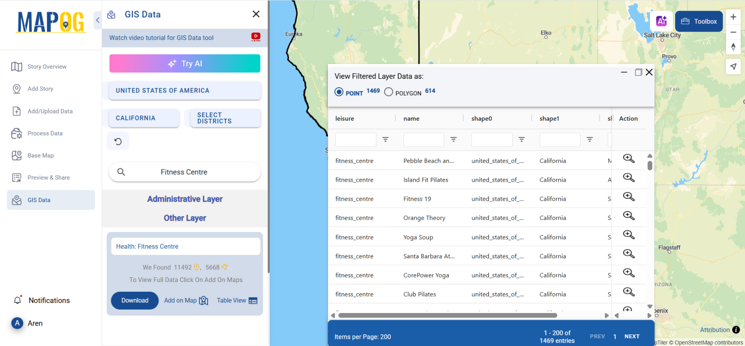 Download Fitness Centre Data in Shapefile, KML, GEOJSON