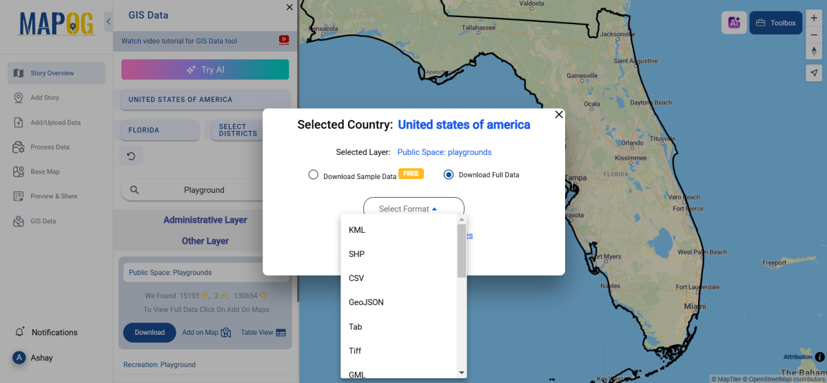Download Playground Data in Shapefile, KML, MID & More GIS Formats
