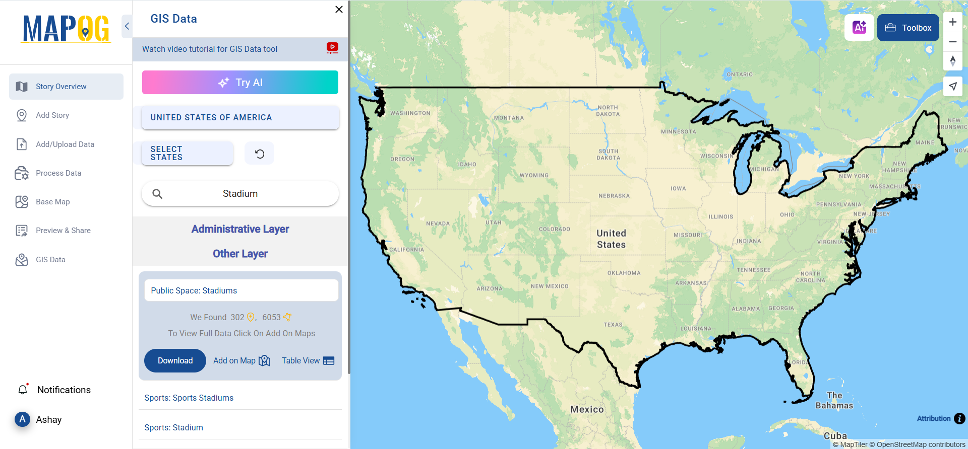 Download Stadium Data in Shapefile, KML, MID +15 GIS Formats