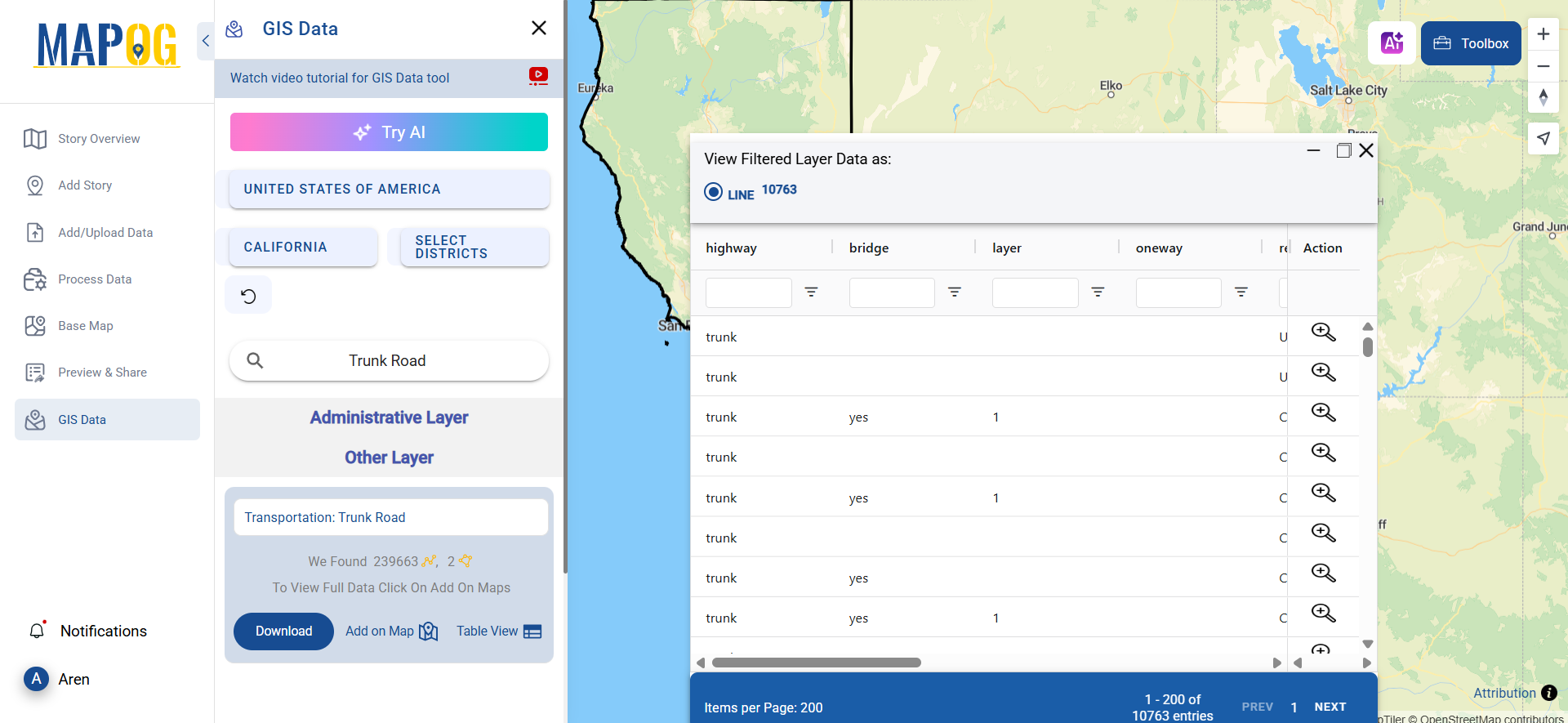 Download Trunk Road Data in Shapefile, KML, MID