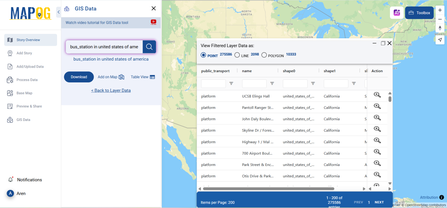Download Bus Station Data in Shapefile, KML, MID +15 GIS Formats