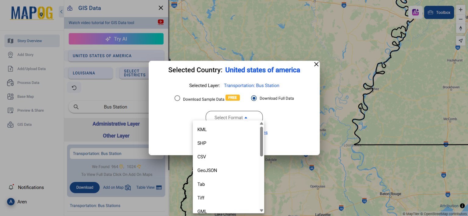 Download Bus Station Data in Shapefile, KML, MID +15 GIS Formats