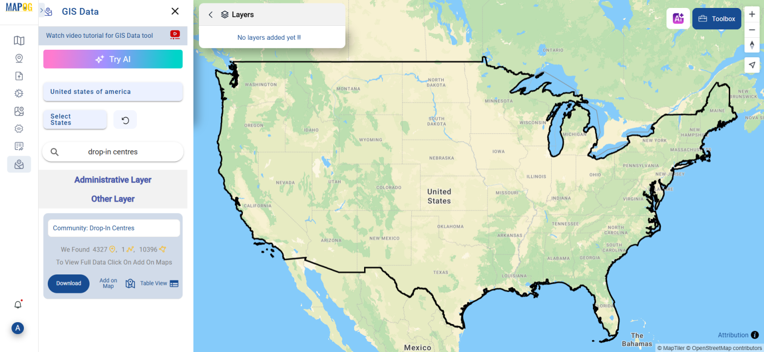 Download Drop-in Centers Data in Shapefile, KML, MID +15 GIS Formats