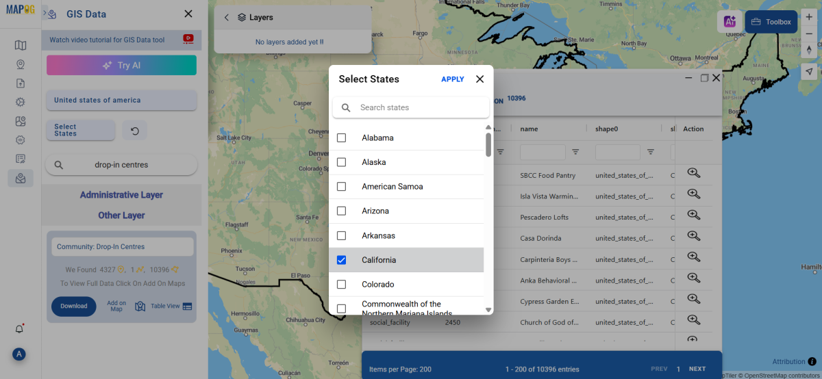 Download Drop-in Centers Data in Shapefile, KML, MID +15 GIS Formats