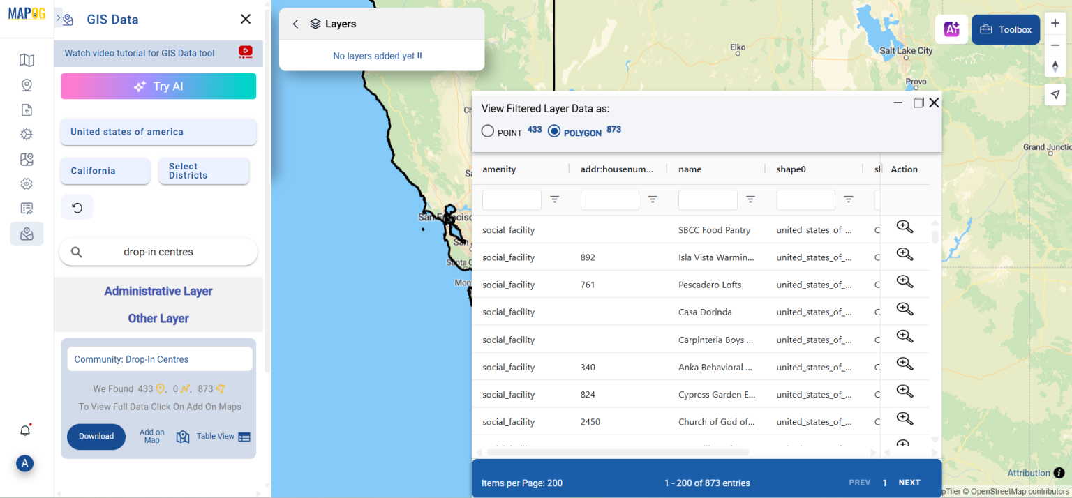 Download Drop-in Centers Data in Shapefile, KML, MID +15 GIS Formats