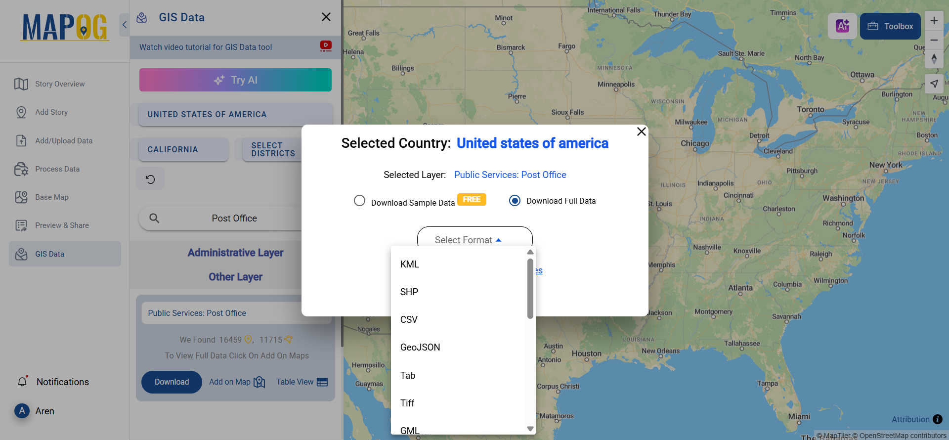 Download Post Office Data in Shapefile, KML, MID and more