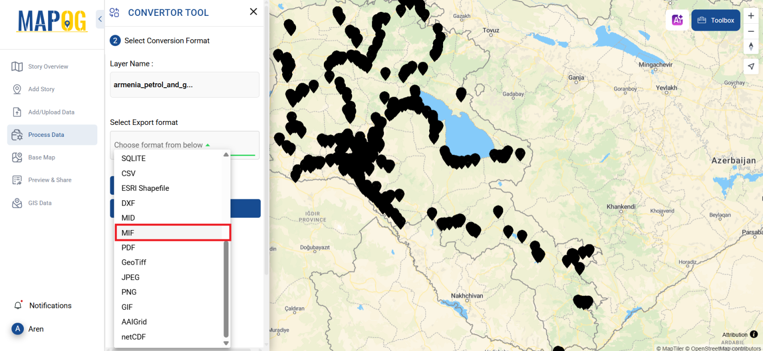 Convert Online GPS to MIF