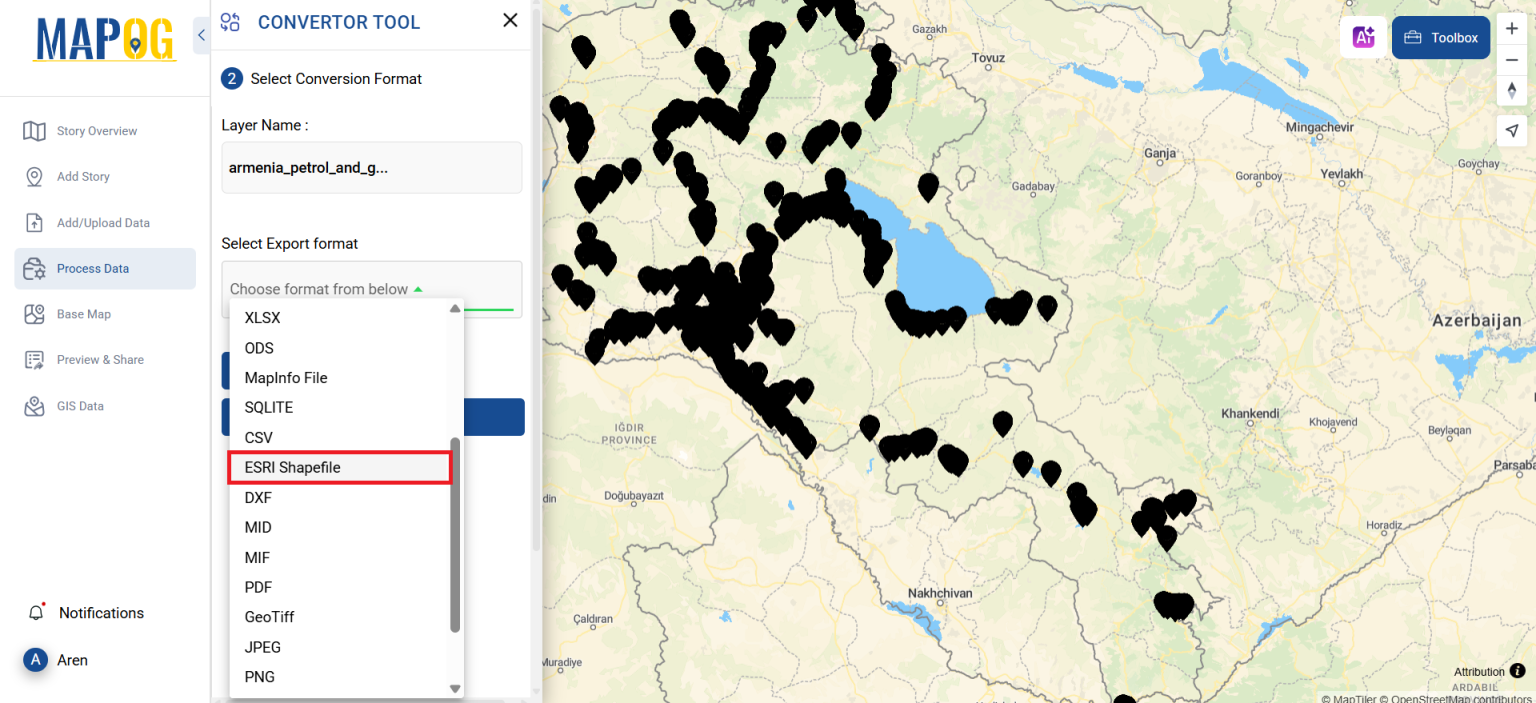 Convert Online GPS to SHP