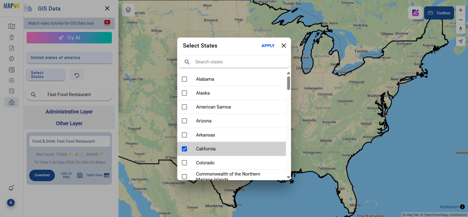 Download Fast Food Restaurant Data in Shapefile, KML, MID +15 GIS Formats