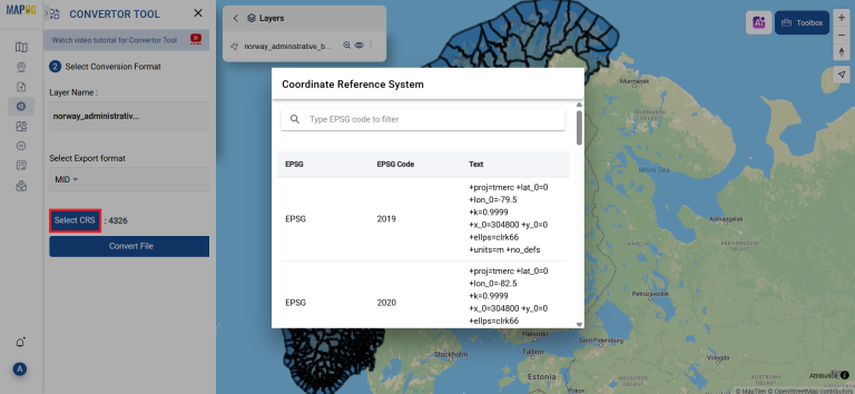 Online GIS data conversion |Convert GeoJSON to MID