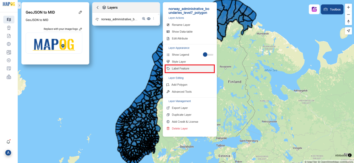 Online GIS data conversion |Convert GeoJSON to MID