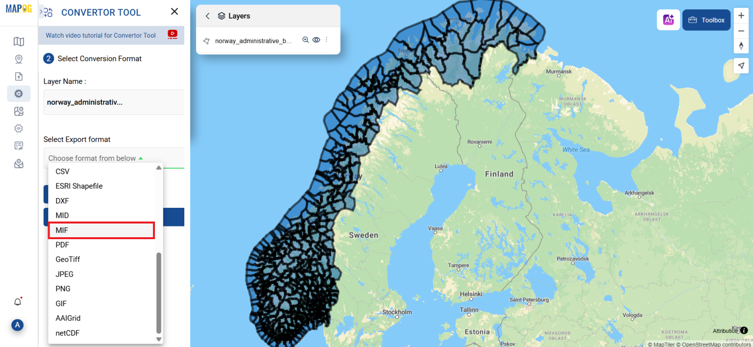 Online GIS data Conversion | Convert GeoJSON to MIF