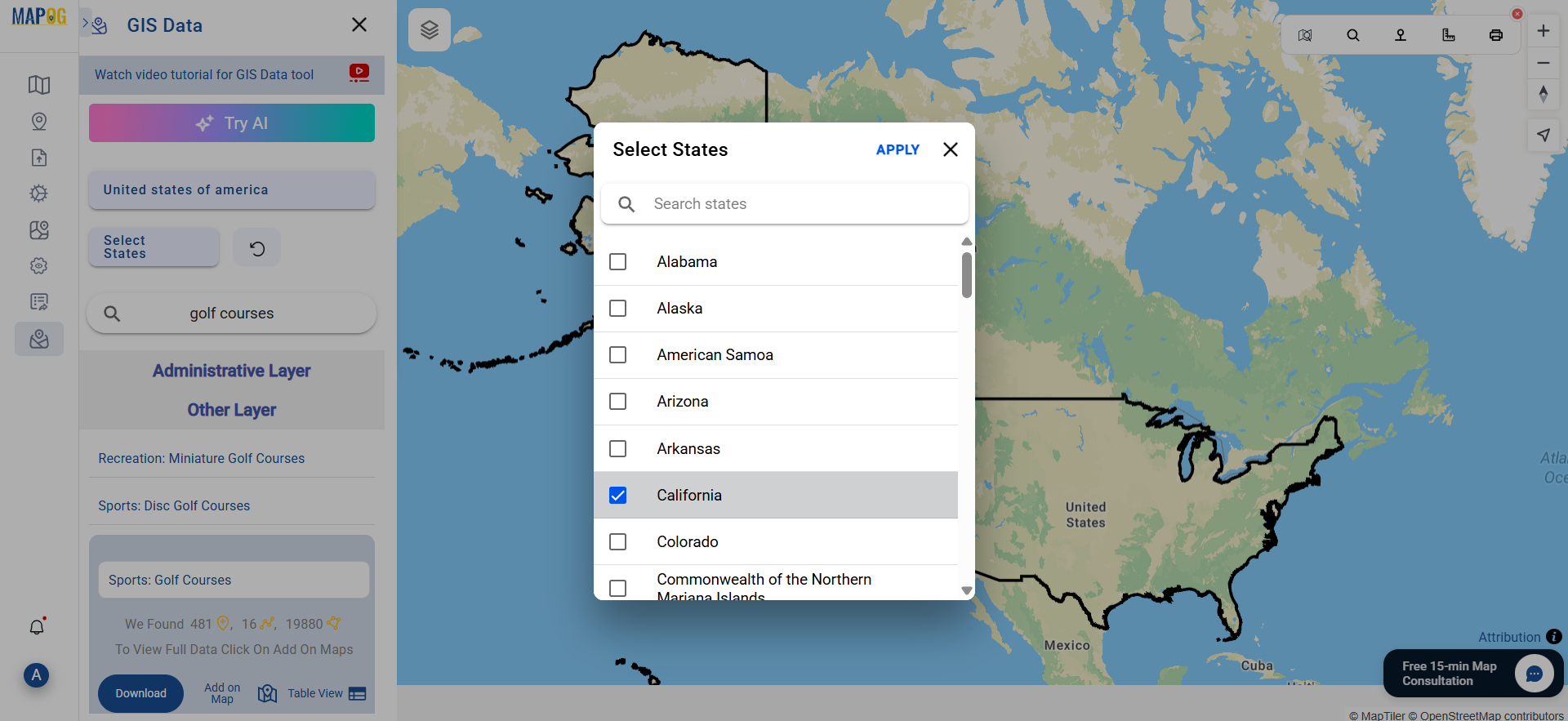 Download Golf Courses Data in Shapefile, KML, MID +15 GIS Formats