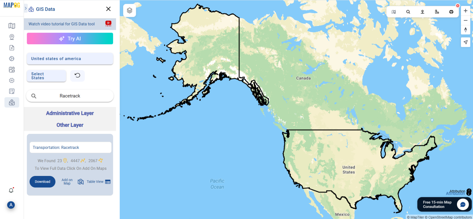 Download Racetrack Data in Shapefile, KML, MID +15 GIS Formats