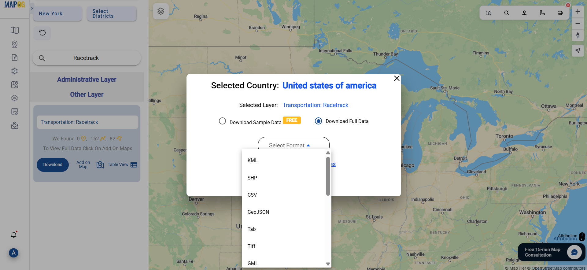 Download Racetrack Data in Shapefile, KML, MID +15 GIS Formats