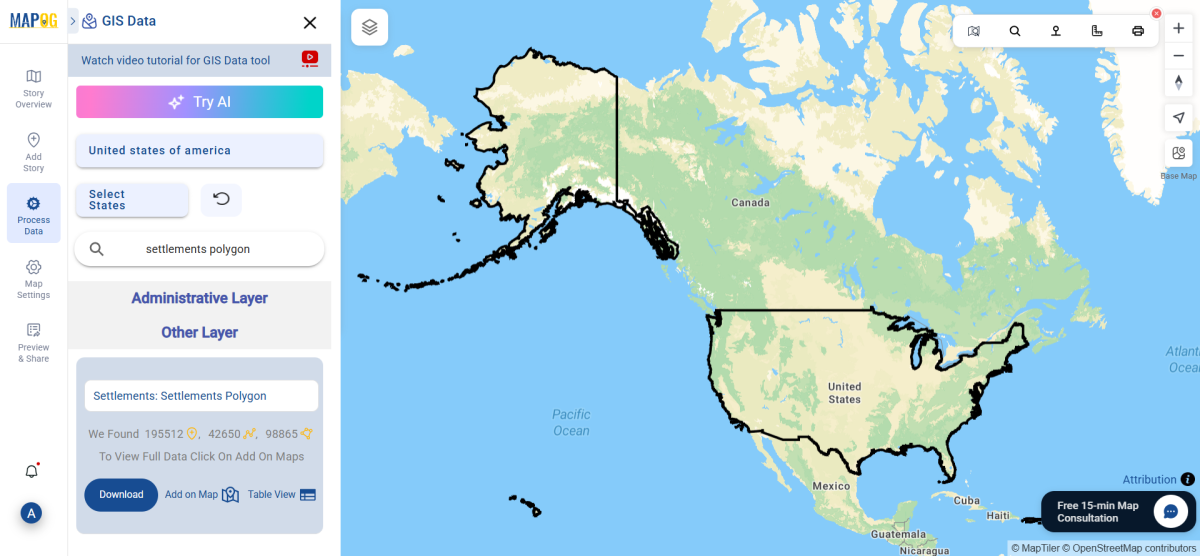 Download Settlements Polygon Data in Shapefile, KML, MID +15 GIS Formats