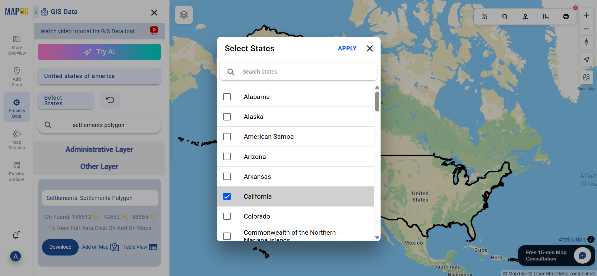 Download Settlements Polygon Data in Shapefile, KML, MID +15 GIS Formats