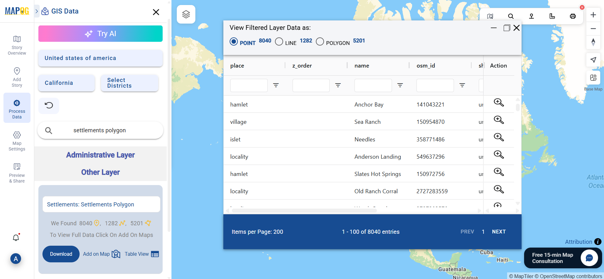 Download Settlements Polygon Data in Shapefile, KML, MID +15 GIS Formats