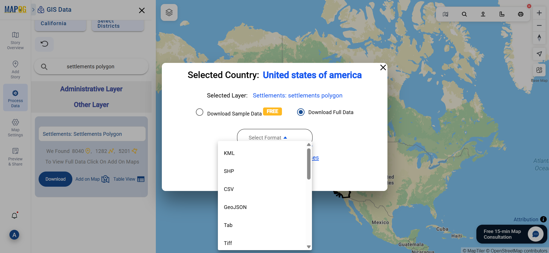 Download Settlements Polygon Data in Shapefile, KML, MID +15 GIS Formats