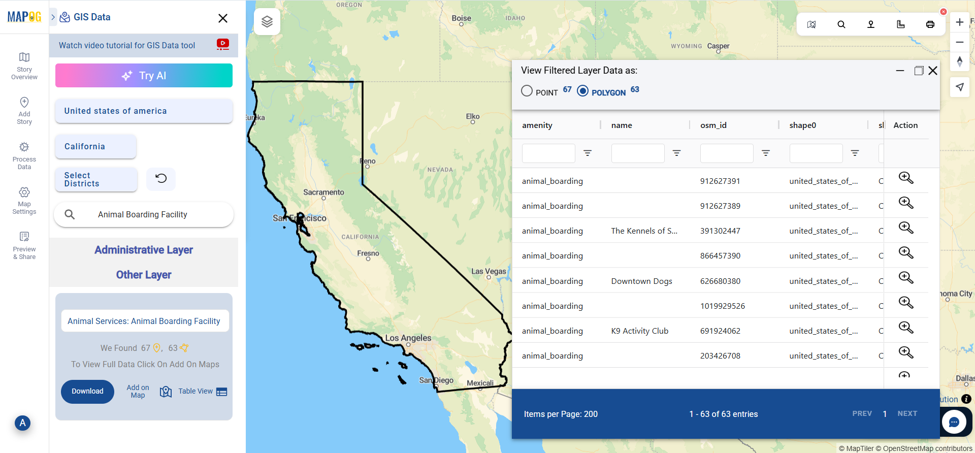 Download Animal Boarding Facility Data in Shapefile, KML, and GeoJSON Formats
