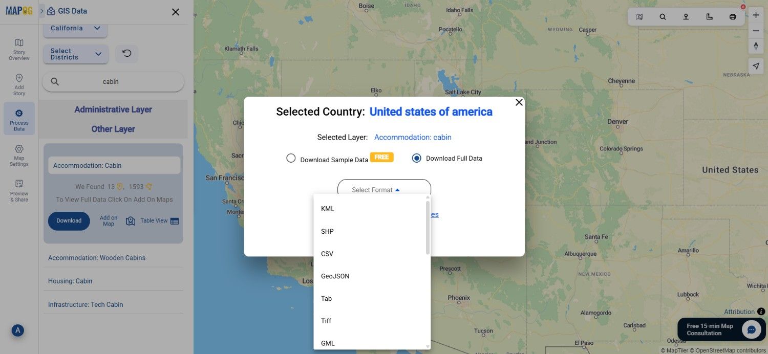 Download Cabin Data – Cabin Location Shapefile, KML, GeoJSON & GIS Maps