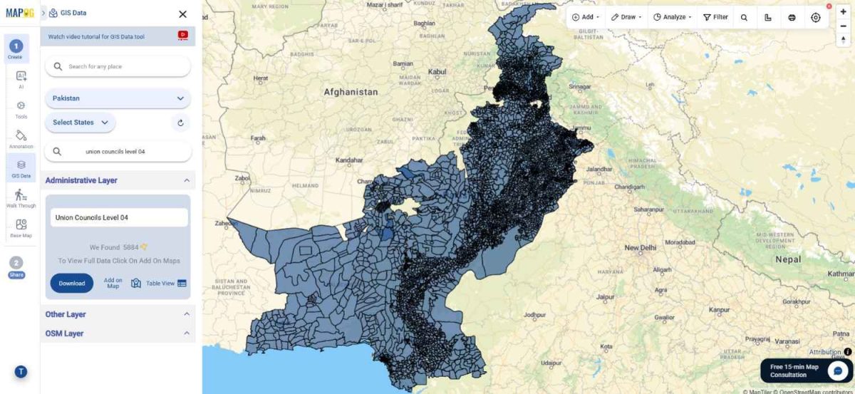 Download Pakistan Union Councils Level 04 Data in Shapefile, KML, MID ...